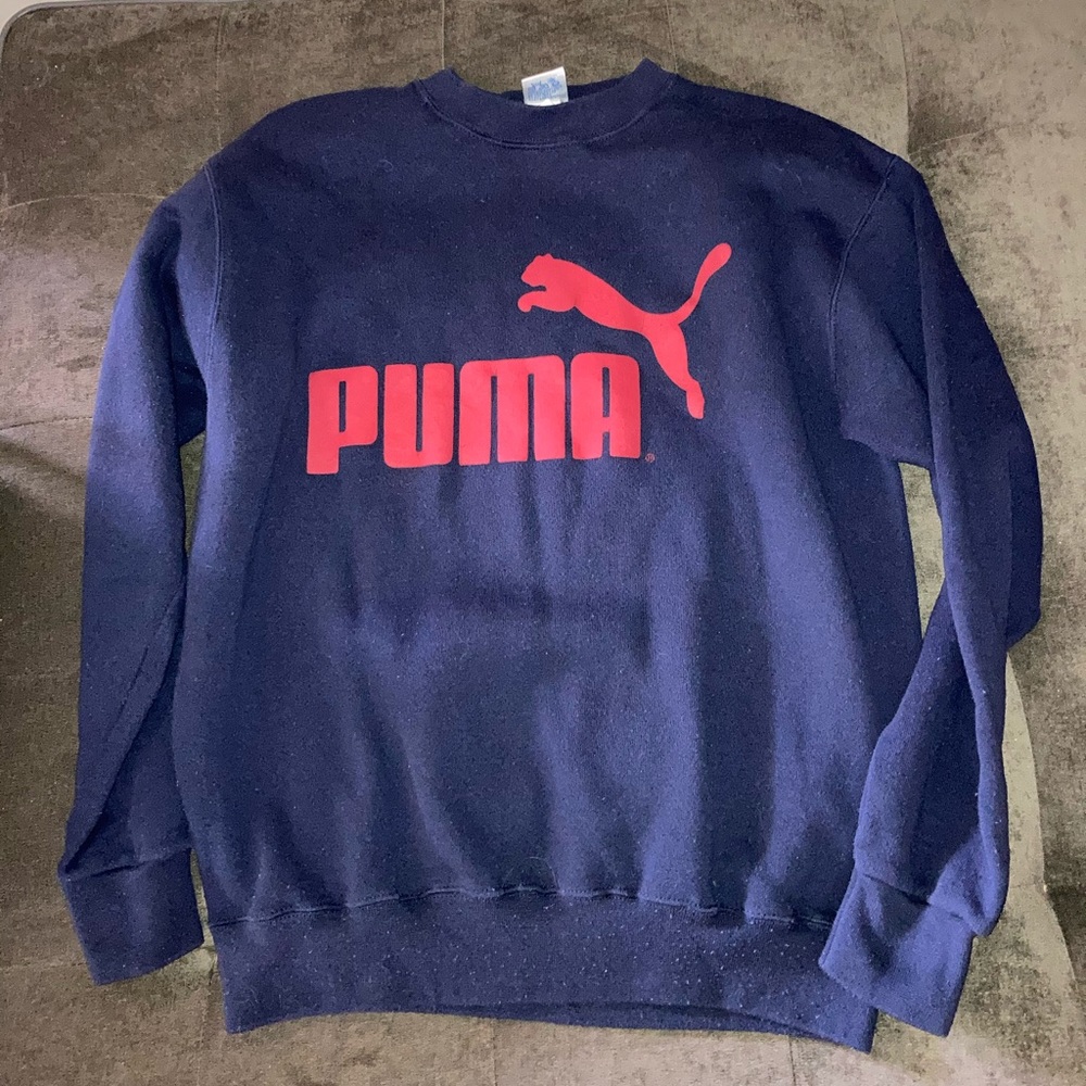 Vtg Y2k Puma Logo Soccer Crewneck Sweatshirt Medium - Gem